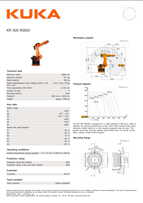 Robot 6 axes industriel KUKA KR 500 R2830 - Leobotics