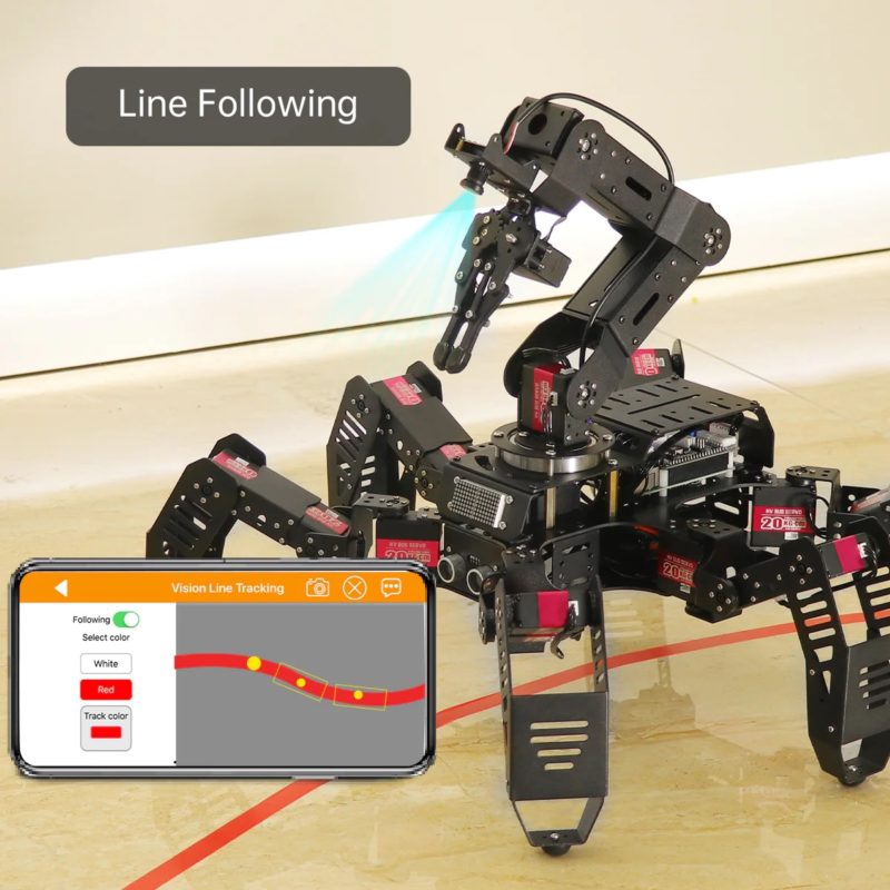 Robot de construction et programmation hexapode Hiwonder SpiderPi Pro avec bras robotique AI ...